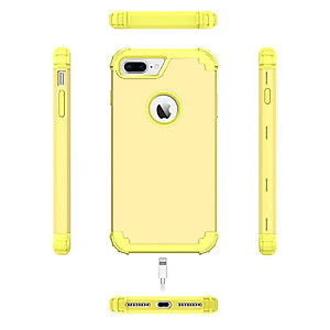 BENTOBEN Case for iPhone 8 Plus/iPhone 7 Plus, 3 in 1 Hybrid Hard PC Soft Rubber Heavy Duty Rugged Bumper Shockproof Anti Slip Full-Body Protective Phone Cover for iPhone 8 Plus/7 Plus, Yellow Lemon