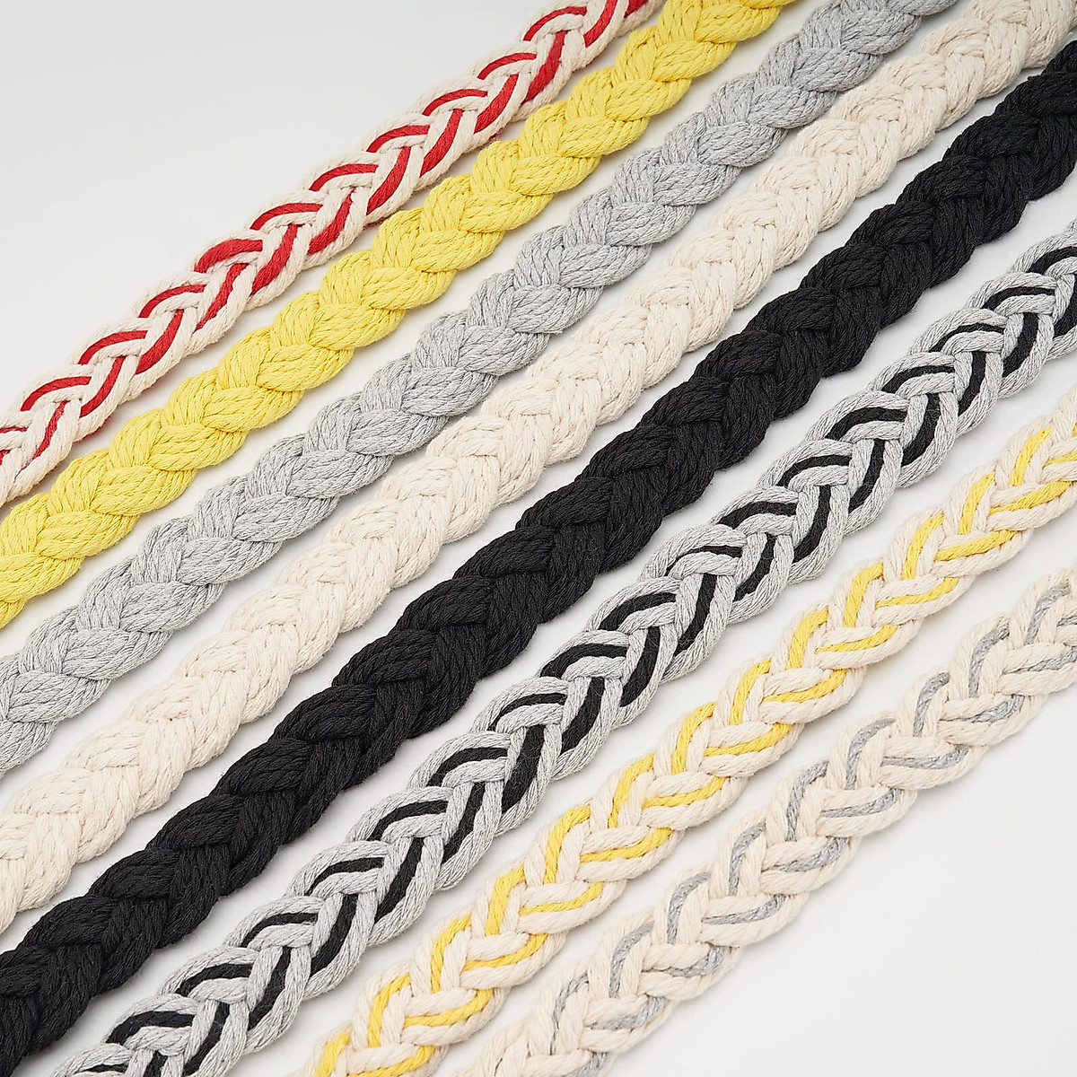 NICEEC 2 Pack Wood Strong Magnetic Curtain Tiebacks Boho Style Decorative Drape Tie Backs Natural Cotton Hand-Woven Soft Rope Curtain Holdbacks for Home & Office Draperies Decor (Beige & Red)