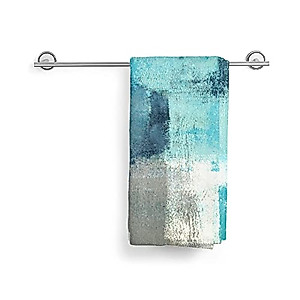 Hand Towel Modern Art Gry Turquoise Abstract Face Washcloths Fingertip Bath Towels 27.5 x 15.7 Inch Microfiber Quick Dry Soft Absorbent Luxury Kitchen Dish Cloth for Bathroom Beach Gym Sport