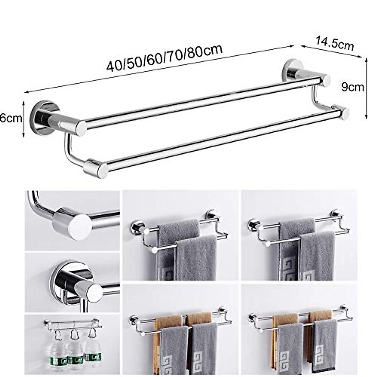 Towel Racks Towel Rail Towel Rails Wall Mounted Bath Towel Rack,Stainless Steel Wall Mount Finish Towel Rod for Bathroom Kitchen Towel Bar Storage Hanger/40Cm-80Cm(80Cm)