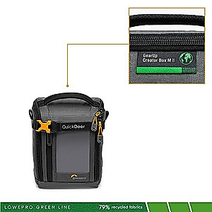 Lowepro GearUp Creator Box Medium II, Mirrorless and DSLR Camera Bag, Camera Case with QuickDoor Access, Made with Recycled Fabric, Orange Padded Interior Dividers, Grey