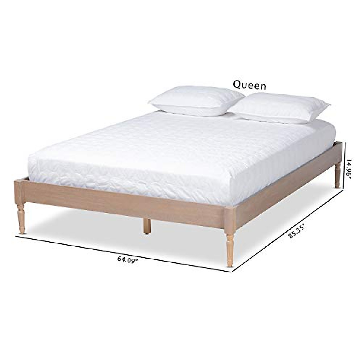 Baxton Studio Colette French Bohemian Antique Oak Finished Wood Full Size Platform Bed Frame