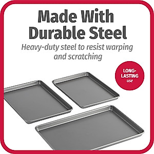 Goodcook Nonstick Steel 3-Piece Cookie Sheet Set