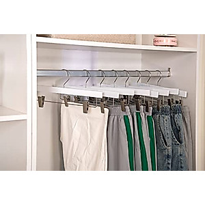 20 Luxury Ultra Thin Space Saving Wooden Clothes Hanger with Squared Pant Bar Best for Shirts, Blouses, Pant, Dress, Hangers White (White - Skirt, 20)