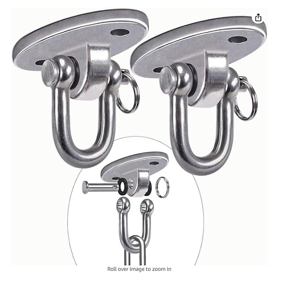 2Pack Hammock Hanging Kit, Suspension Hooks Heavy Duty Swing Hangers 360° Rotate Swing Ceiling Hook for Concrete Wooden Porch Swing Chair Yoga Sandbag Indoor Outdoor Gym