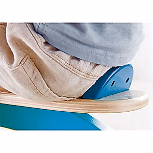 Hape Scoot Around Toddlers Babies Kids Ride On Wooden Push Balance Bike Scooter Toy Indoor Outdoor Activity No Pedals with 4 Rubberized Wheels, Blue