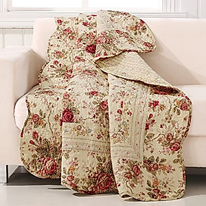 Greenland Home Antique Rose Throw Blanket, Full, Ecru & Blooming Prairie Throw Blanket, Full, Multi