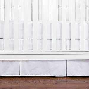 TILLYOU Crib Bed Skirt White Pleated for Baby Boys Girls, 100% Natural Soft Dust Ruffle, Standard Nursery Bedding Toddler Bedskirt Solid, 14" Drop
