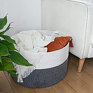 Large Linen Basket (Set of 2)-Woven Basket Laundry Hamper Clothes Storage Bin