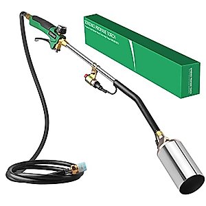 Sondiko Propane Torch Kit, Weed Torch, Heavy Duty Blow Torch with High Output 800,000 BTU, 6.5FT Hose, Flame control valve for Garden Stumps Wood Ice Snow Roofing