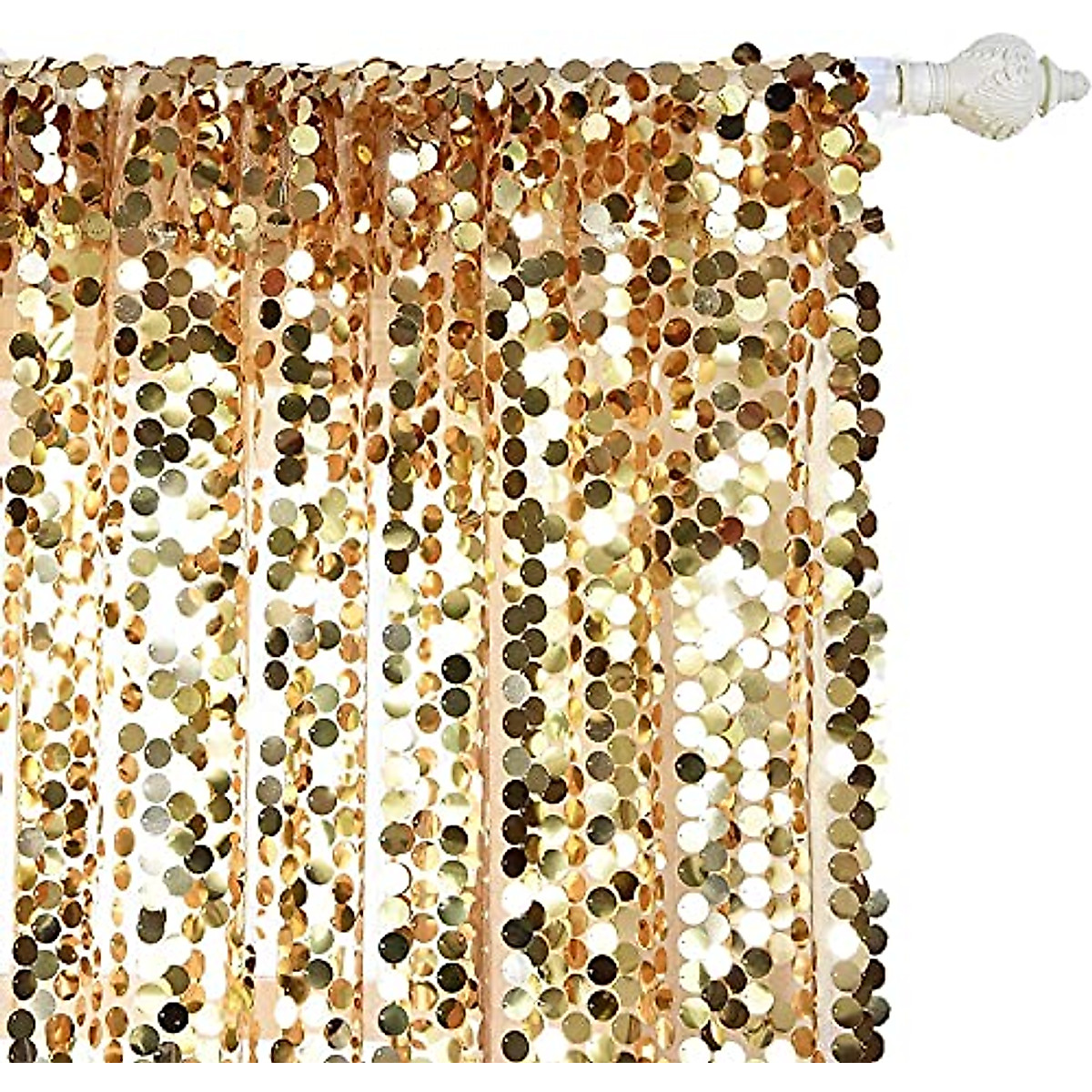 YCC 9FT x 9 FT Gold Big Payette Sequin Curtains with Rod Pocket Panels Curtain