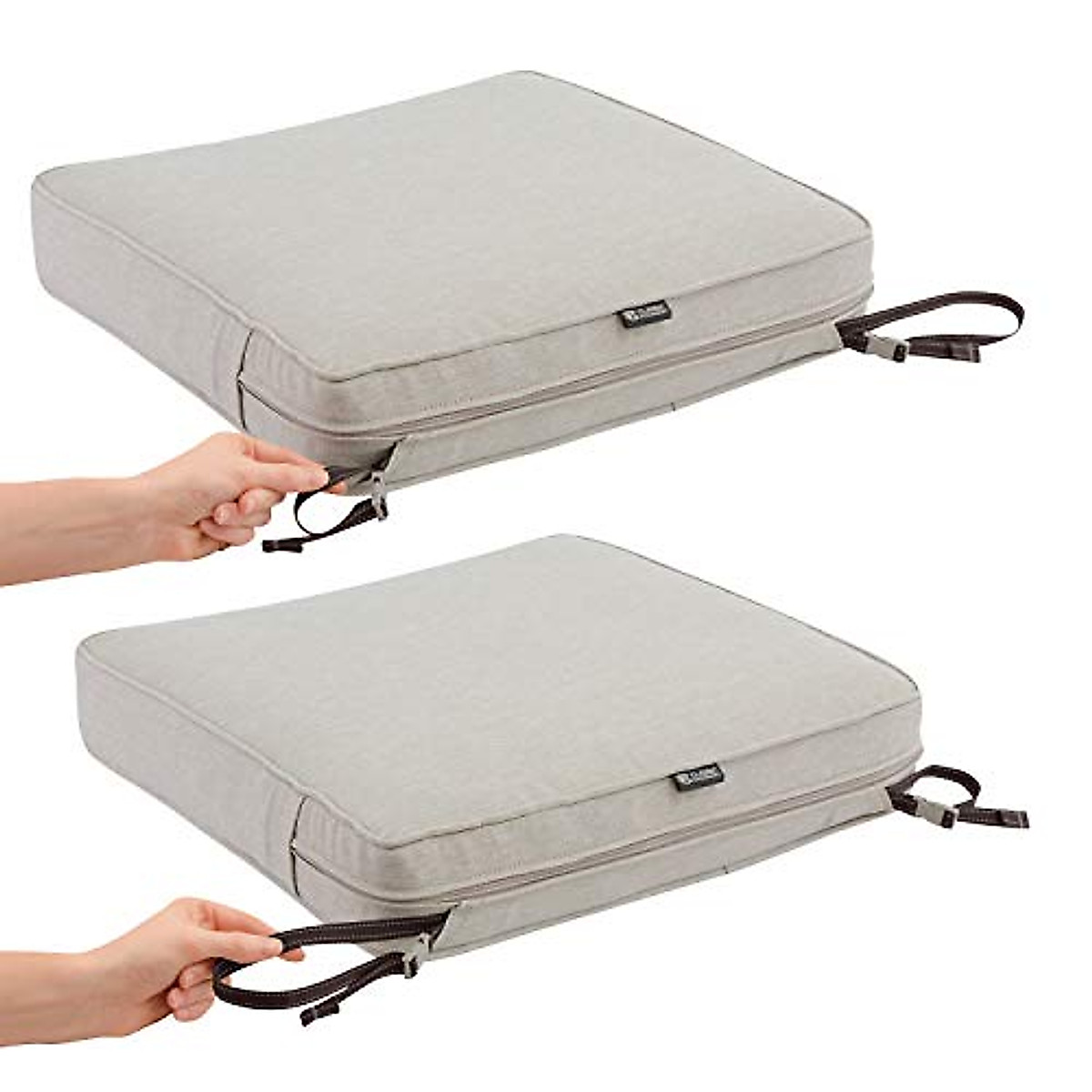 Classic Accessories Montlake FadeSafe FadeSafe Water-Resistant 74 x 23 x 3 Inch Patio Chaise Lounge Cushion Cover, Heather Grey, Patio Furniture Cushion Covers