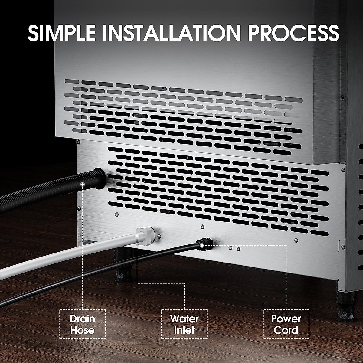 COTLIN Commercial Ice Maker Machine 320LBS/24H with 100LBS Storage Bin, 26” Air Cooled Under Counter Ice Machine with 10LBS Ice Bags Freestanding Clear Cube Ice Maker for Home Bar Restaurant, 115V