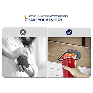 SWANKYCOW - Undercounter Stainless Steel Jar Opener & Bottle Cap Opener for Weak Hands or Seniors -Bonus Jar Opener Gripper Pads included - One Handed Jar Opener Gripper