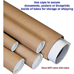 White Round Plastic End Caps for Kraft Mailing Tubes - Protective End Caps for Shipping Tubes - 2.5 Inch Diameter Pack of 25