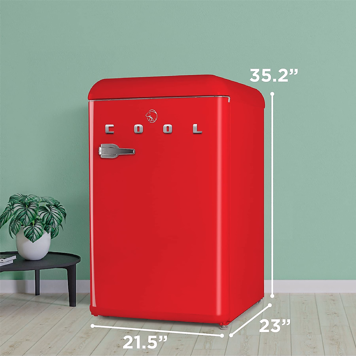 Commercial Cool CCRR4ALR 4.4 Cu. Ft, Vintage Style 2 Slide-Out Glass Shelves Refrigerator, Red