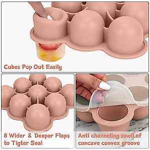 KingKam Baby Food Storage Container - 9x2.5oz Silicone Freezer Tray with Clip-on Lid - Oven & Dishwasher Safe- Easy-Out Portions, 100% Food Grade Safe