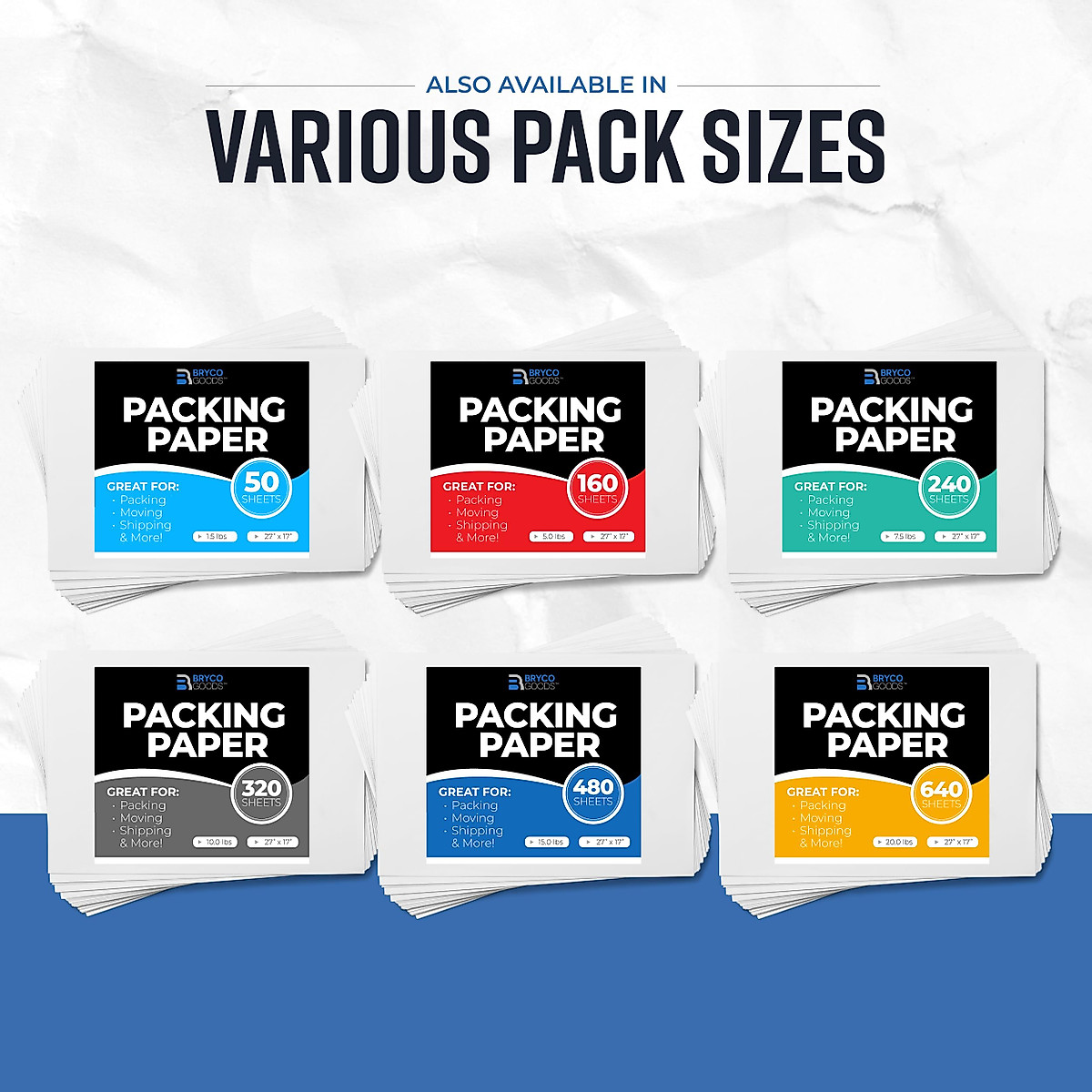 Packing Paper Sheets for Moving - 20lb - 640 Sheets of Newsprint Paper - Must Have in Your Moving Supplies - 27" x 17" - Made in USA