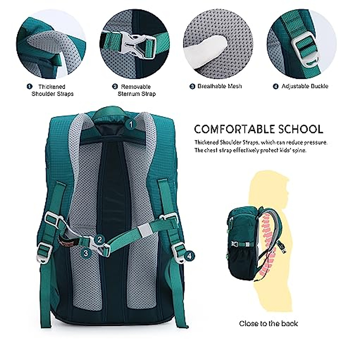 MOUNTAINTOP Kids Backpack for Boys Girls Elementary Backpack Lightweight Children School Daypack Turquoise