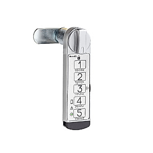 MicroIQ Electronic Cabinet Lock for Doors, Drawers, Lockers, Touch Keypad for Keyless Entry, Keyed Cam Lock Replacement, Knob on Top Vertical, Brushed Silver
