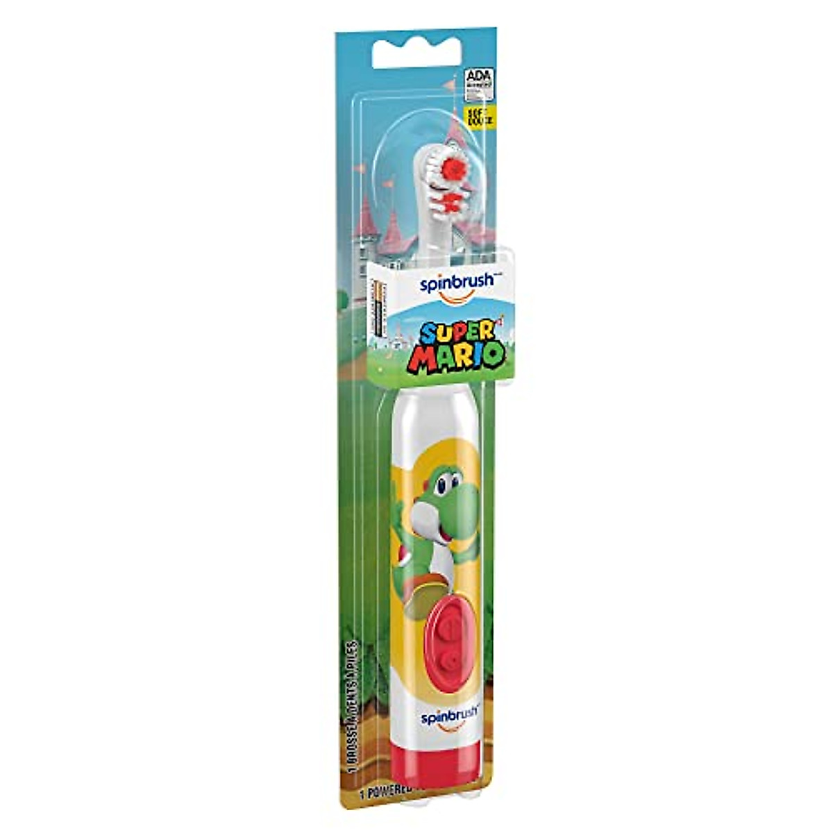 Super Mario Kid’s Spinbrush Electric Battery Toothbrush, Soft, 1 ct, Character May Vary