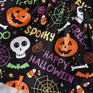 Guodeunh Newborn Baby Girl Halloween Outfits Ruffle Pumpkin Romper Tunic Drees Long Sleeve Skirt Set+Headband Fall Winter Clothes（Purple- Black,12-18 Months）