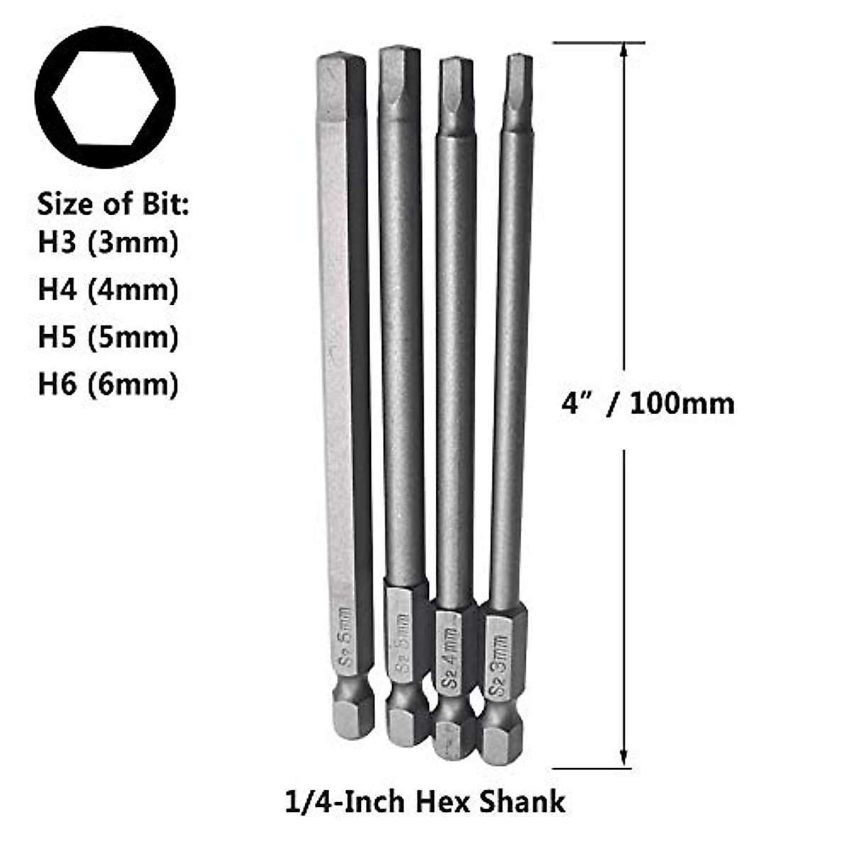 Yakamoz 16Pcs 4-in-1 Multi Long Magnetic Screwdriver Bit Set with 1/4" Hex Shank Drill Screw Driver Bits Power Tools Kit (Hex Head Allen Wrench, Torx Security, Cross Phillips & Flat Head Slotted Tip)