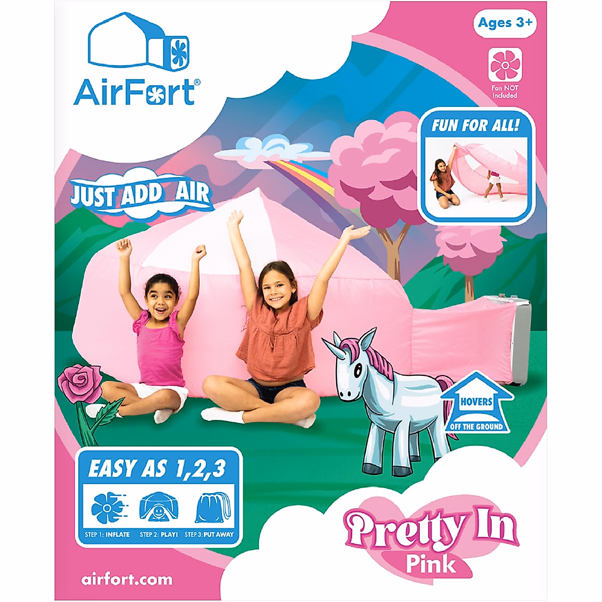 The Original Patented AirFort - Build A Fort in 30 Seconds, Inflatable Fort for Kids, Play Tent for 3-12 Years, A Playhouse Where Imagination Runs Wild, Fan not Included (Pretty in Pink)