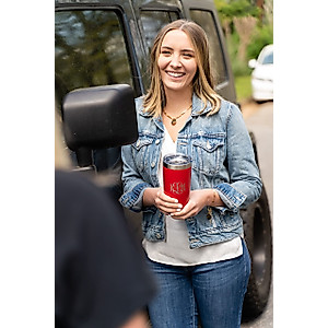 Monogram Tumbler Cup 20oz Insulated Custom Engraved (Light Blue)