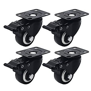 Castors Swivel Castor Wheels Industrial Plate Casters, Lockable Bearing Caster Wheels with Brakes, Swivel Casters for Furniture and Workbench, Set of 4, Swivel Caster with Brake Castor Wheel (Color :