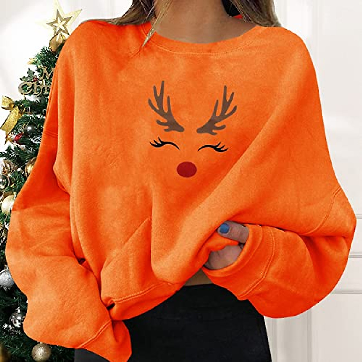Christmas t-Shirt Women Fall Cardigans for Women Ugly Xmas Raglan Splicing Leopard Xmas Tree Print Cozy Sport Casual Work Office Blouse Tshirts Blue Jean Jackets for Women red Tops for Women Ugly