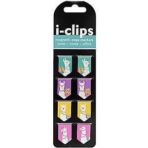 Llamas i-clips Magnetic Page Markers (Set of 8 Magnetic Bookmarks)