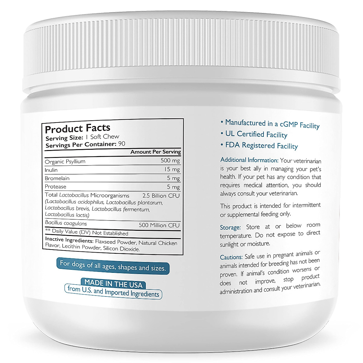 Nutrition Strength Psyllium for Dogs Complex to Promote Your Pet's Gut Health, Stimulate Healthy Digestion, Support Normal Bowel Function, with Psyllium + Inulin, Bromelain & Protease, 90 Soft Chews