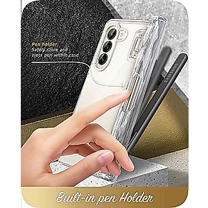 i-Blason for Samsung Galaxy Z Fold 5 Case with Pen Holder, Clear Full-Body Protective Z Fold 5 Case with Built-in Screen Protector & Hinge Protection (Clear)