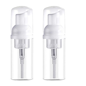 KEAIYYJ- Foam Pump Bottle Travel Size Mousse Small Mini Soap Dispensers Clear Plastic Empty Refillable Containers 1.7 oz 2 Pack