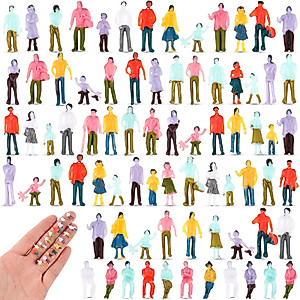 Namalu 100 Pcs Mini People Figurines 1: 150 Scale Architectural Painted Tiny People Model Sitting and Standing Plastic Miniature People Assorted Poses Model Trains for Miniature Scenes