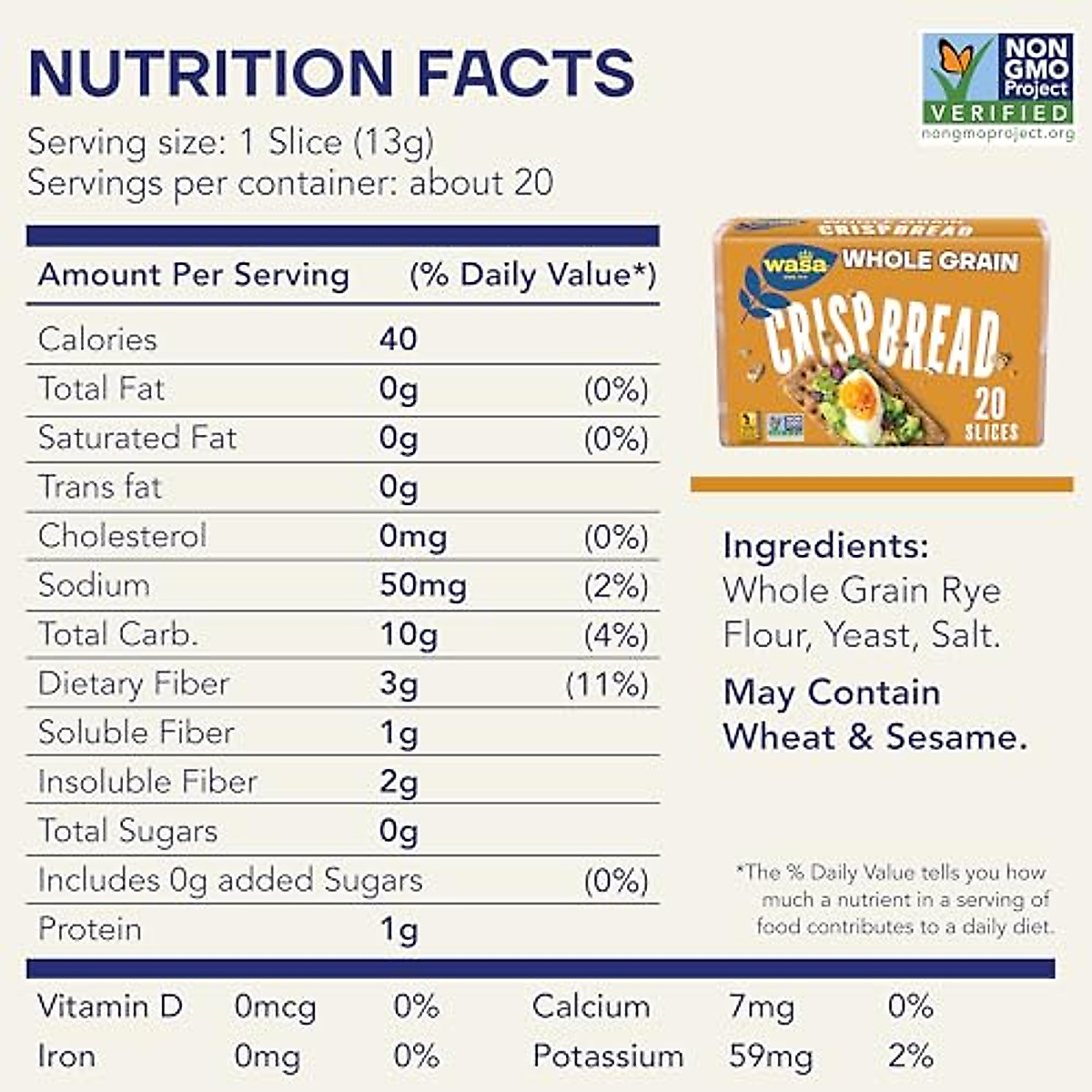 Wasa Swedish Crispbread, All-Natural Crackers, Fat Free, No Saturated Fat, 0g of Trans Fat, No Cholesterol, Kosher Certified, 3 Lb, Variety Pack (2 Sourdough, 2 Whole Grain)