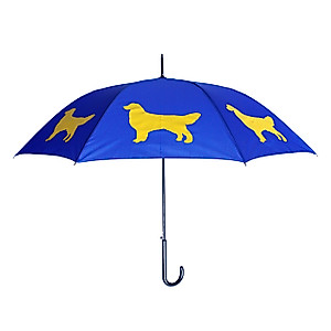The San Francisco Umbrella Company - Premium Golden Retriever Rain Umbrella (Gold on Blue) - Strong, Durable, Windproof & Resistant With Fiberglass Ribs Stick Umbrella
