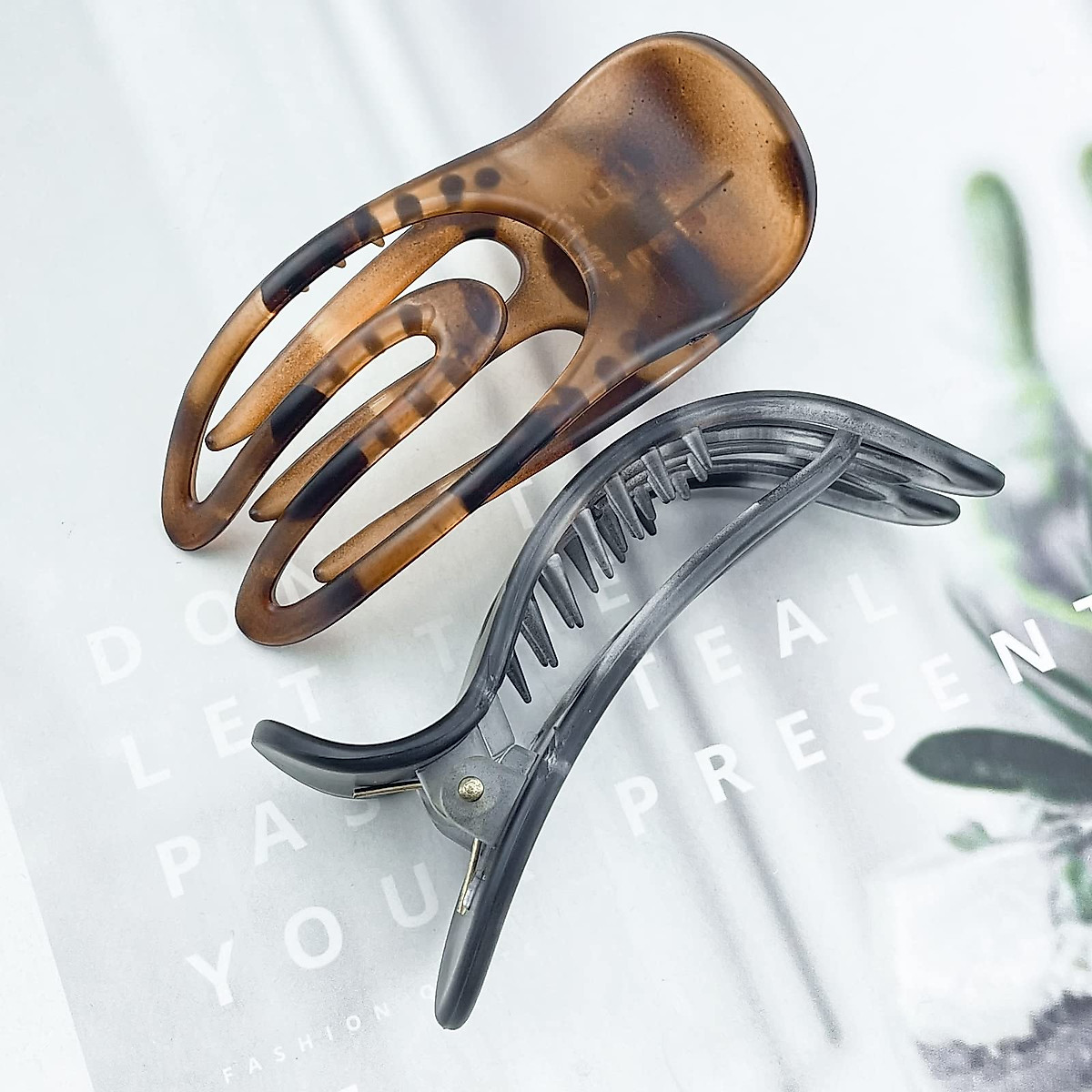 4 Pcs French Concord Flat Hair Clips, 3.54 Inch Curved Hair Claw Alligator Hair Clips Volume Strong Hold Banana Barrettes Hair Clamps Jaw Clips for Women