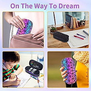 Qbily Large Capacity Pencil Case,Light Pencil Case Pouch Office School College Organizer Storage, High-Capacity Gel Pen Marker Pencil Pen Stationery Case,Purple,Small