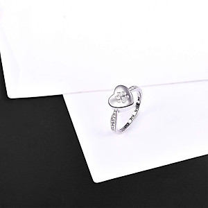 Fookduoduo 925 Sterling Silver Paw Print Urn for Ashes I Carry You with me Cremation Jewelry Dog Cat Claw Urn Finger Ring for Pet Lovers(Silver 7)