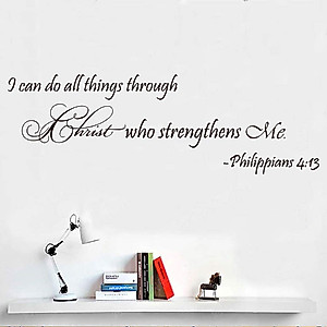 Summerjokes I Can Do All Thing Through Christ Who Strengthens Me Funny Inspiring Wall Sticker Decal Vinyl Sticker, Believe In Family Living Room Office School Classroom Library Gym Art Wall Decoration