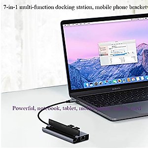 XUNMAIFHB Portable Docking Station,7 in one USB C HUB USB C to HDMI MacBook Computer USB C with Stand & PD Fast Transmission