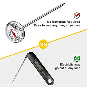 Instant Read Meat Thermometer for Grilling, Hawgiman Cooking Thermometer with 6IN Probe-Food Thermometer for Meat, Milk, Tea, Coffee, Drinks-Instant Read Thermometer