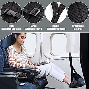 Foot Rest,Portable Travel Footrest Flight Carry-On Foot Rest Adjustable Height Foot Rest Travel Accessories Footrests Hammock,Black
