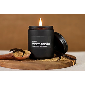 Wax & Wit Black Scented Candles for Men – Warm Vanilla Candle - 9oz, Soy Wax, Cotton Wick, Long Lasting 50 Hour Burn, Aromatherapy for Home - Gifts for Men, Dad, Husband, Boyfriend, Coworker