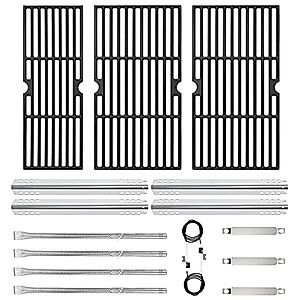 DELSbbq Cast Iron Grill Grates and Stainless Steel Grill Part Kit for Charbroil Performance 4 Burner Grills 463376017 463347017 463347418 463342119, Cooking Grids for G470-0002-W2 G470-0003-W1