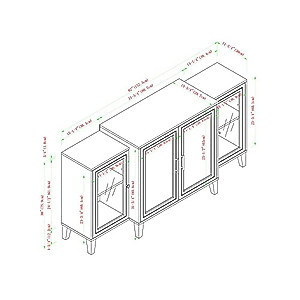 Walker Edison 4-Door Tiered Modern-Sideboard-Buffet Stand for Storage, 62, Black
