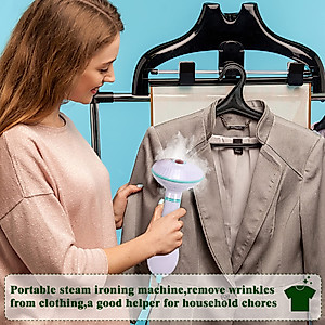 SJJEBSK Steamer for Clothes, Powerful Handheld Clothing Steamer, portable travel clothing steamer, foldable, plancha a vapor para ropa, fast heating in 30 seconds (blue white mixture)