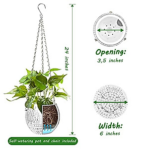 Disco Ball Planter for Indoor Outdoor | Self Watering Hanging Flower Pot | 6'' Unique Boho Vase Home Office Balcony Patio Tabletop Room | Small Mirror Plant Holder | Retro Groovy Little Wall Hanger